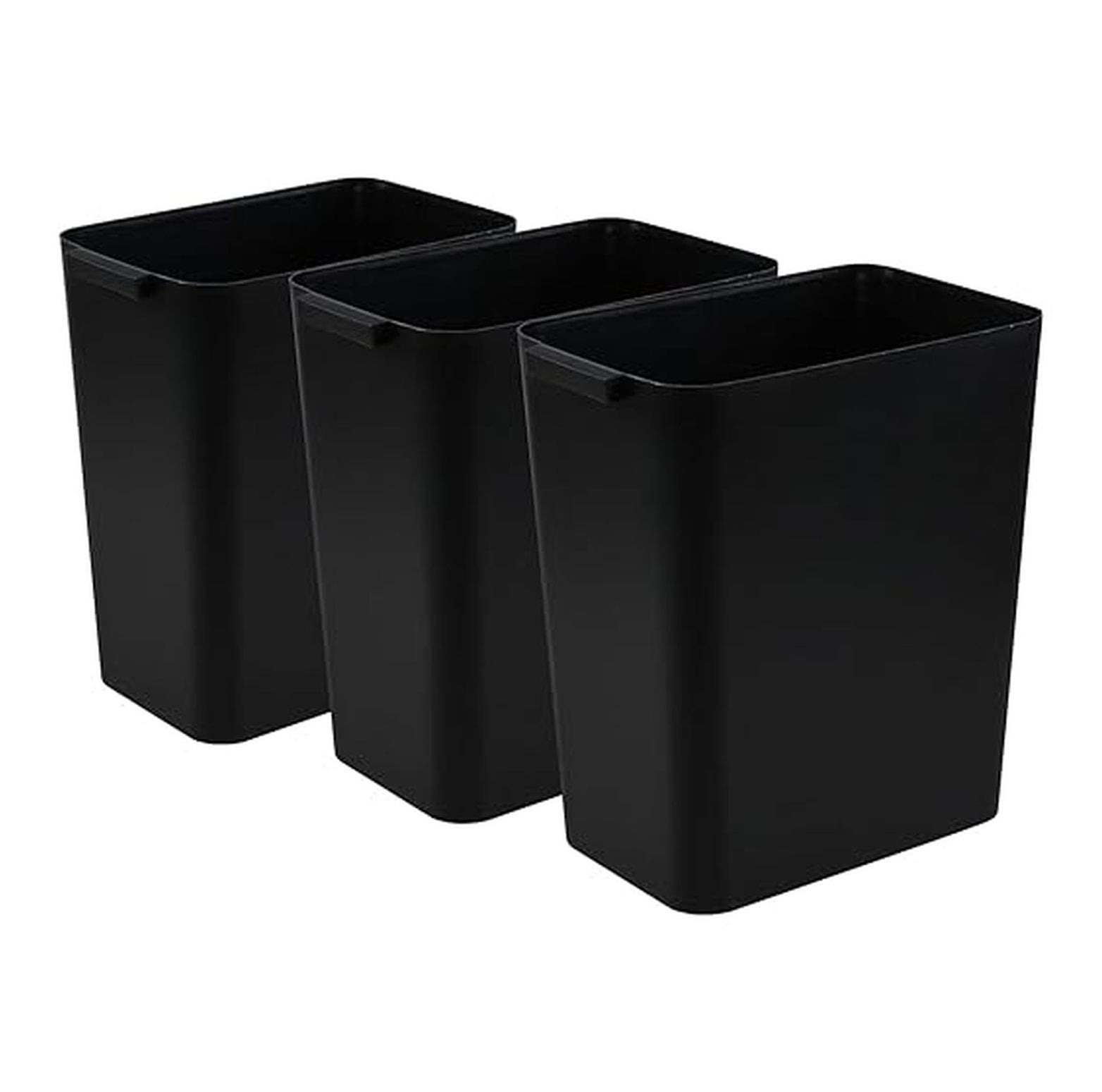 3-Pack Small Trash Cans - 4.5 Gallon Plastic Wastebasket - Black ...