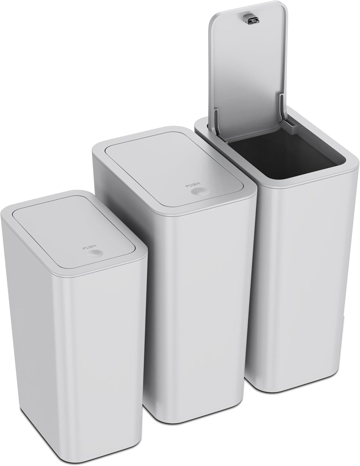 3 Pack Small Trash Cans with Lids, Bathroom Trash Cans with Pop-up Lids ...