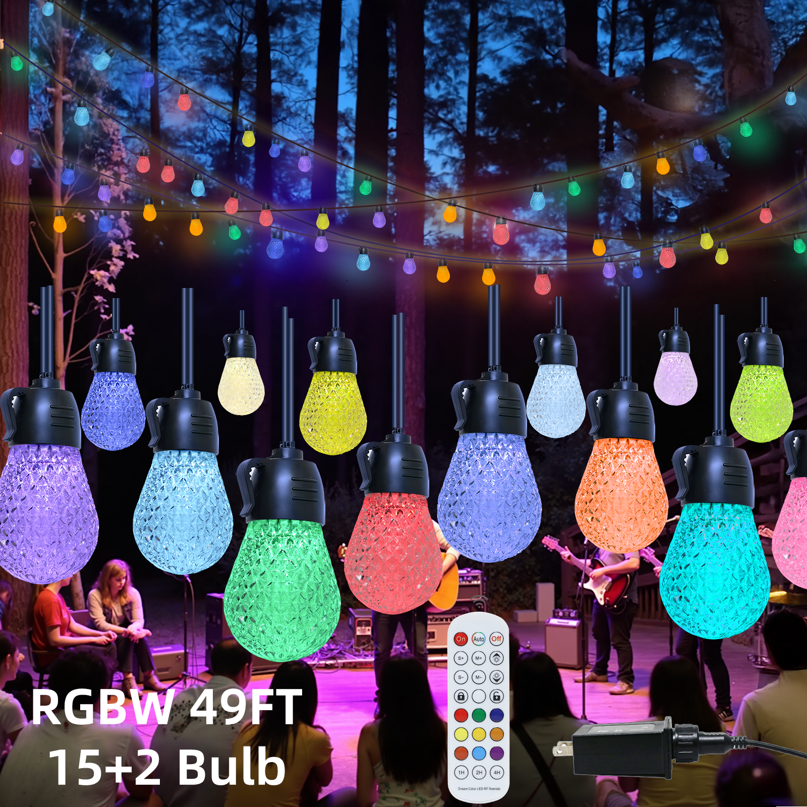 3 Pack Smart 49ft Plug-in Color Changing Outdoor String Lights, App ...