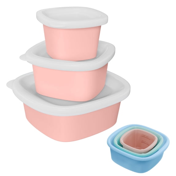 3-Pack Snack and Fruit Storage Container with Airtight Lid for Student ...