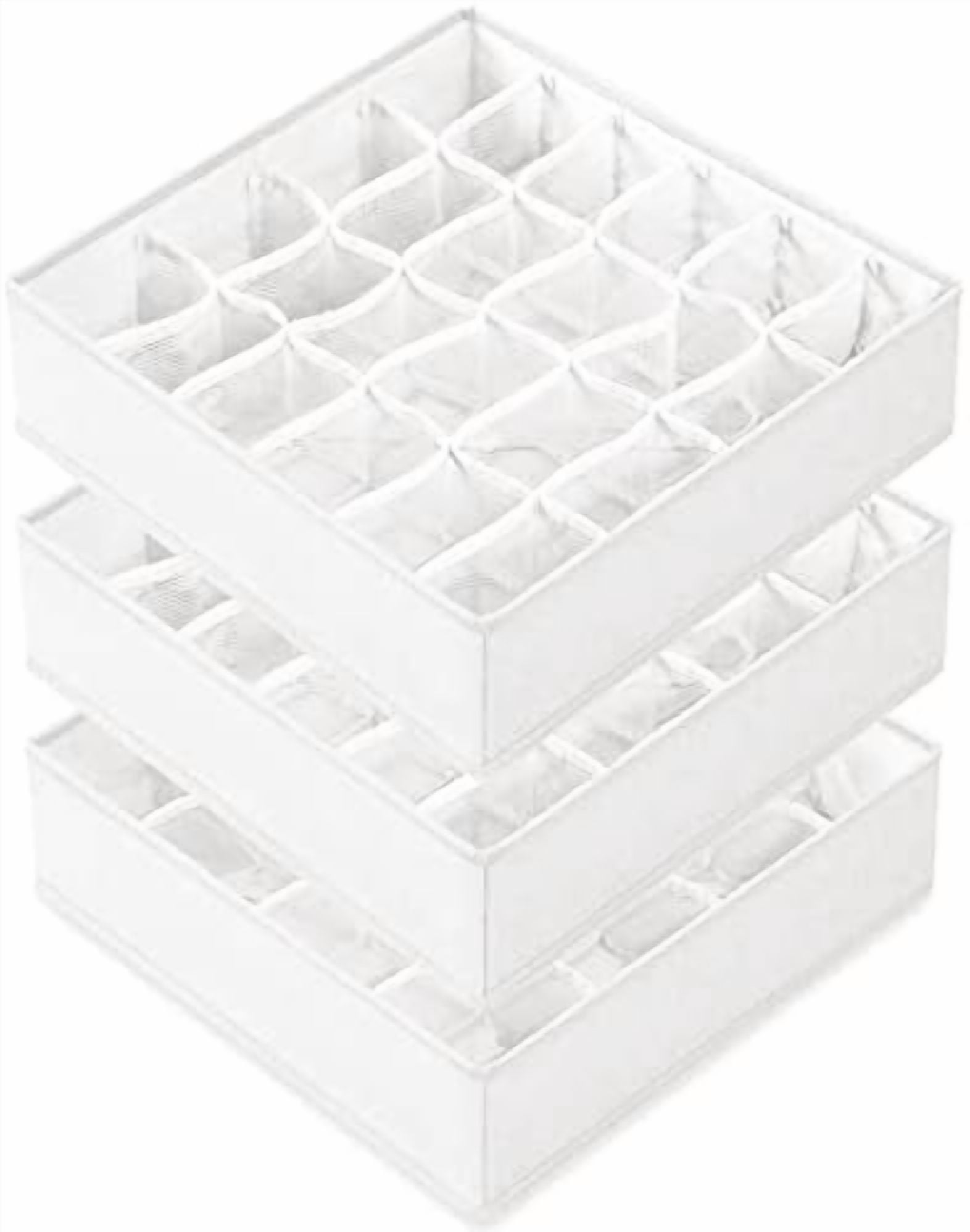 3 Pack Sock Underwear Drawer Organizer Dividers, 64 Cell Fabric ...