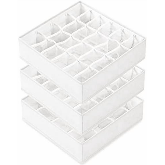 3 Pack Sock Underwear Drawer Organizer Dividers, 64 Cell Fabric ...