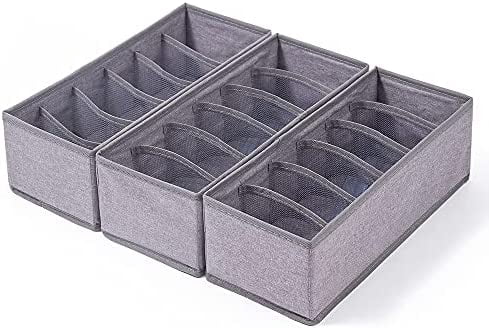 3 Pack Sock Underwear Drawer Organizer Dividers, Collapsible Cabinet ...