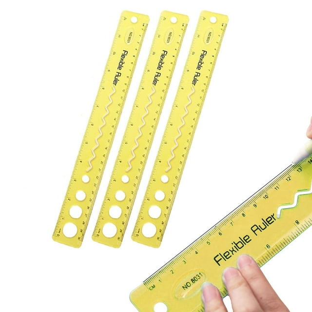 3-Pack Soft Flexible Rule,Plastic with Inch and Centimeter,**Yellow ...