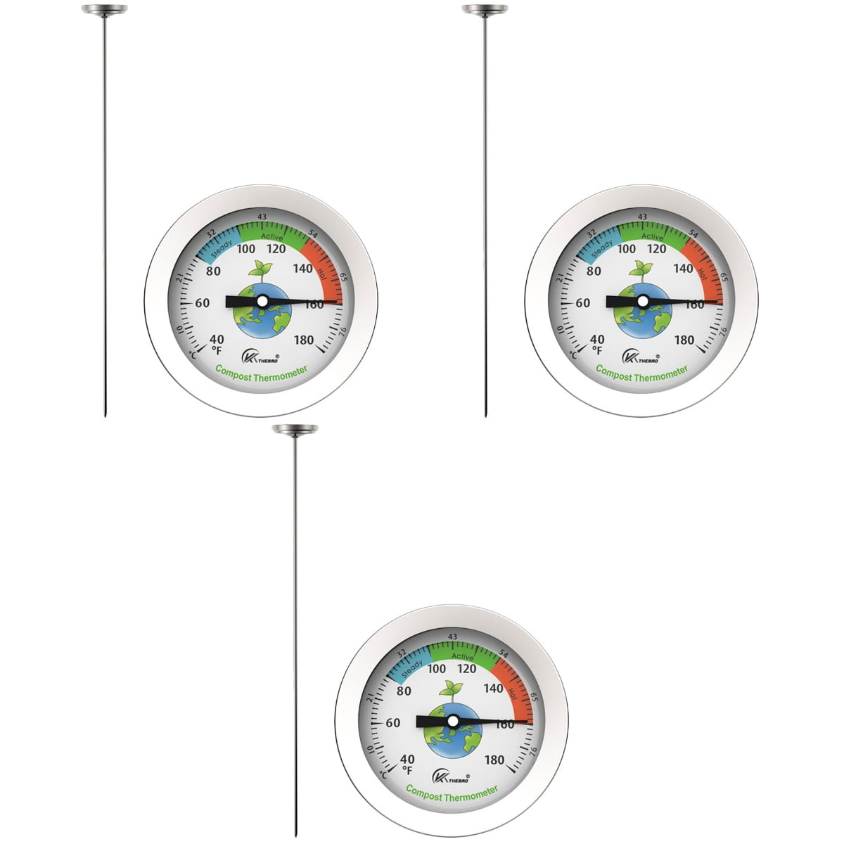 3 Pack Soil Detector Thermometer Temperature Measurement Tool Outdoor ...