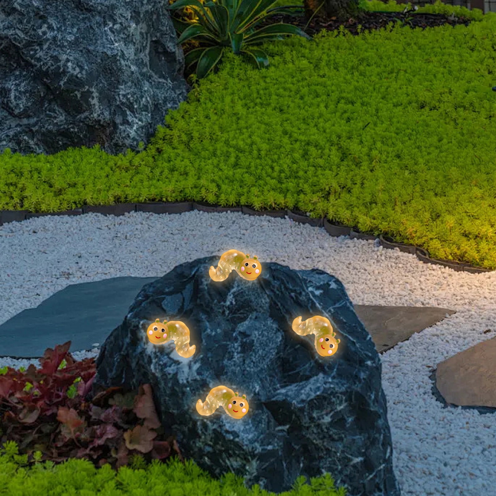 3 Pack Solar Garden Decorations - Glow in The Dark Plastic Ornaments ...