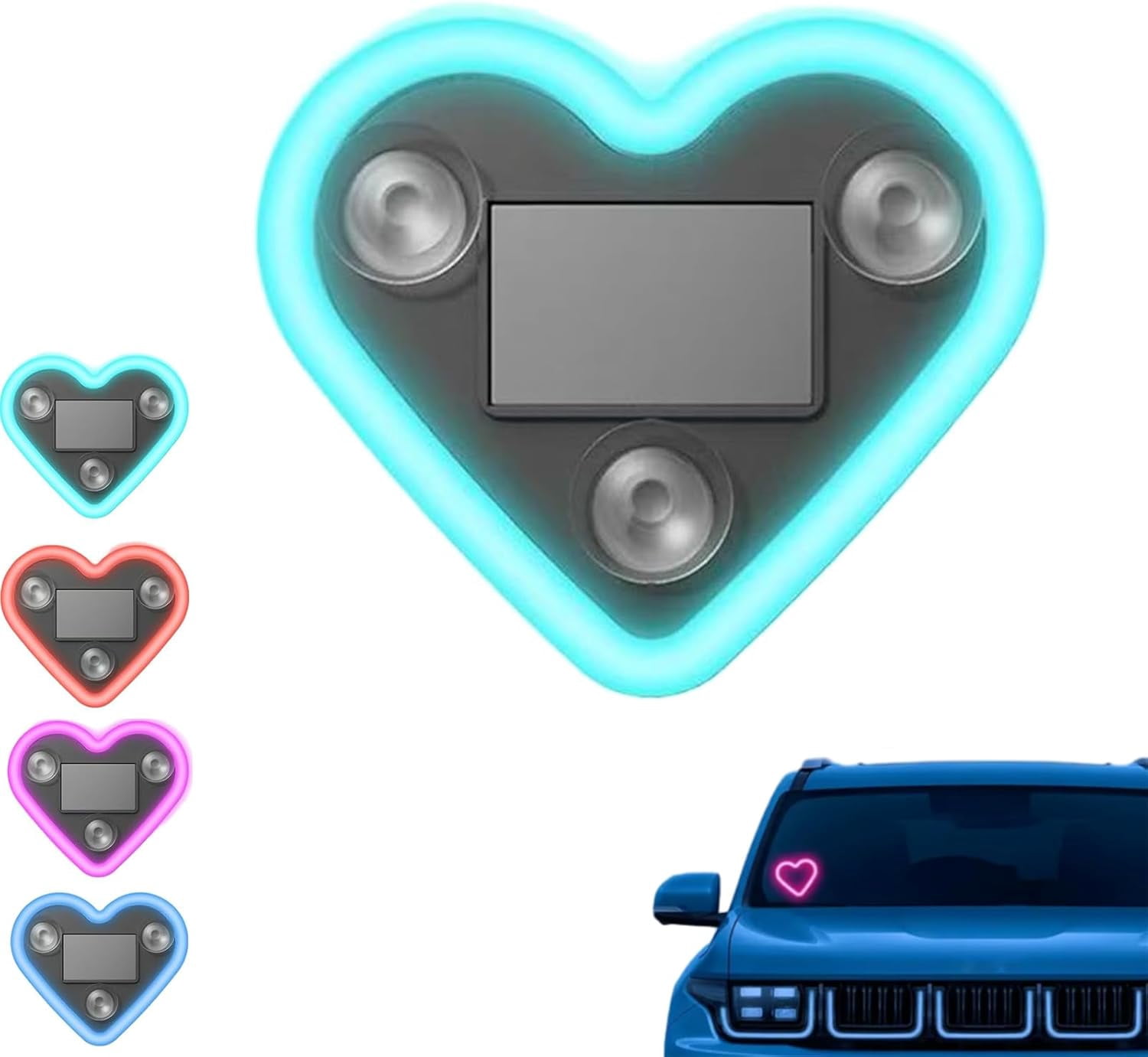 3-Pack Solar-Powered Wireless LED Heart Neon Lights for Car – C-Pillar ...