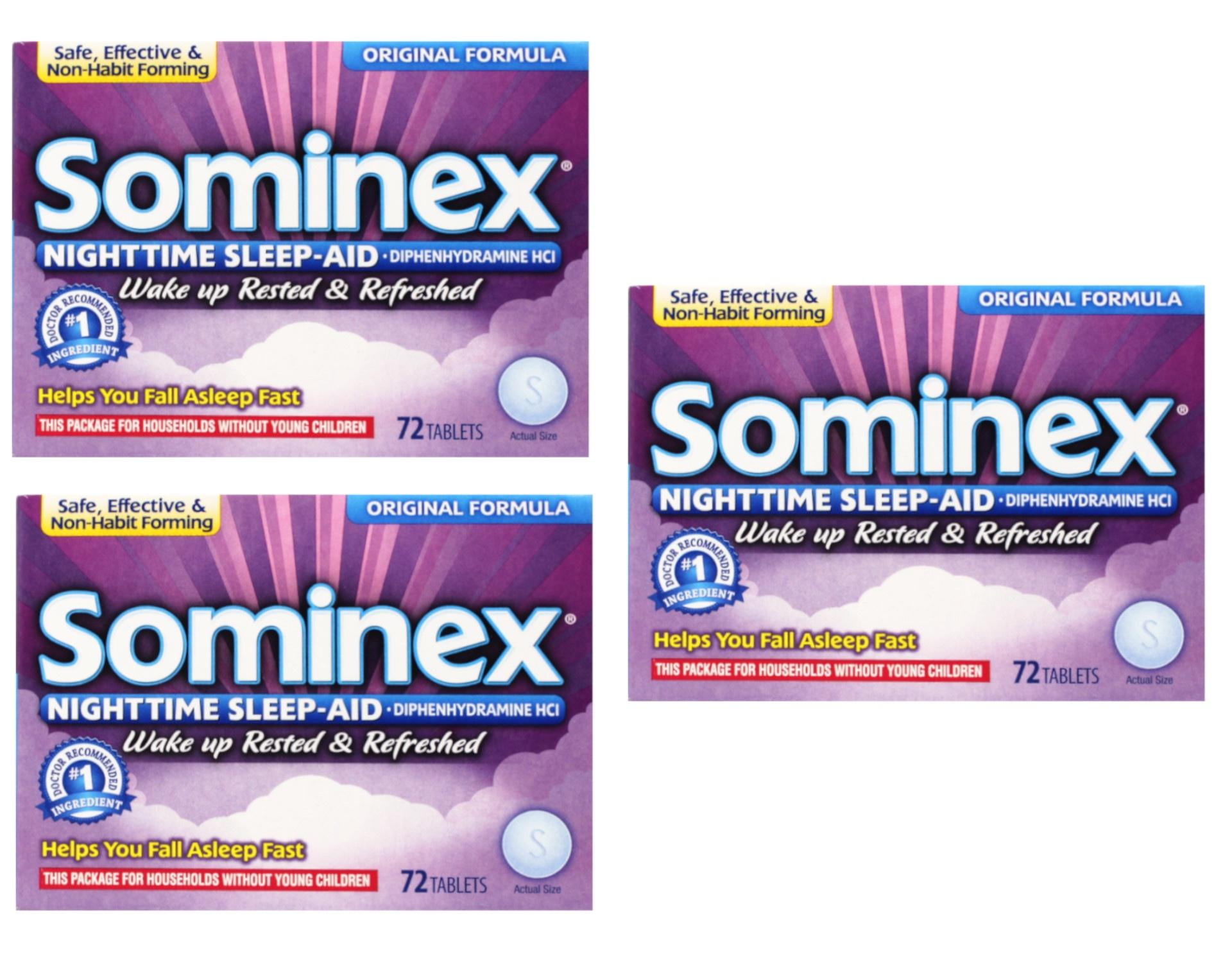 Sominex Night-Time Sleep Aid Tablets, Diphenhydramine Formula, 72 Count ...