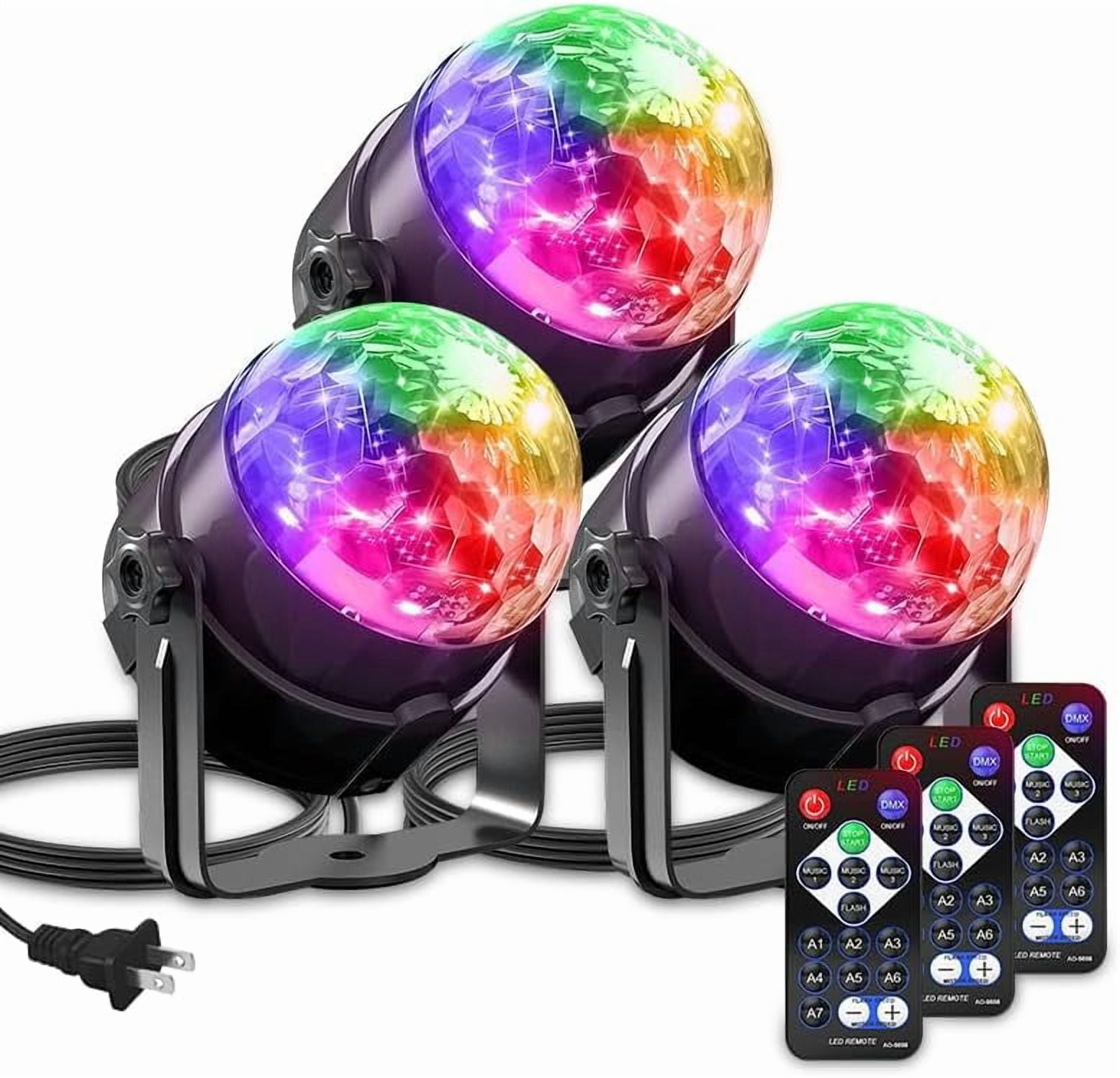 3-Pack Sound Activated Party Lights with Remote Control Dj Lighting ...