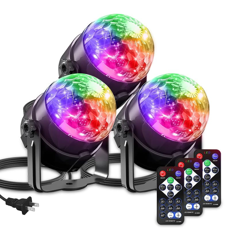 3-Pack Sound Activated Party Lights with Remote Control Dj Lighting ...