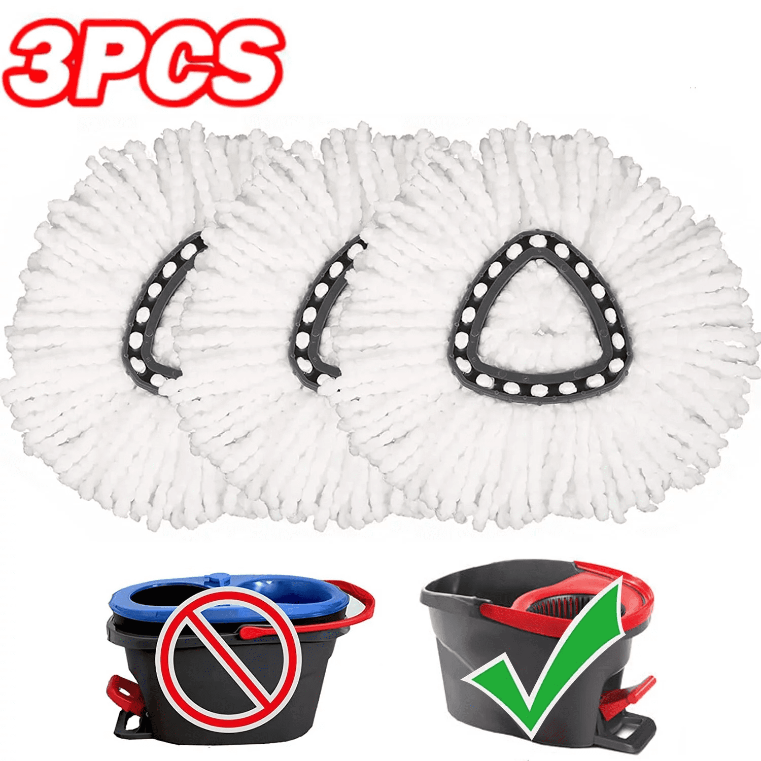 3 Pack Spin Mop Refill - Replacement Head Compatible with O, Microfiber ...