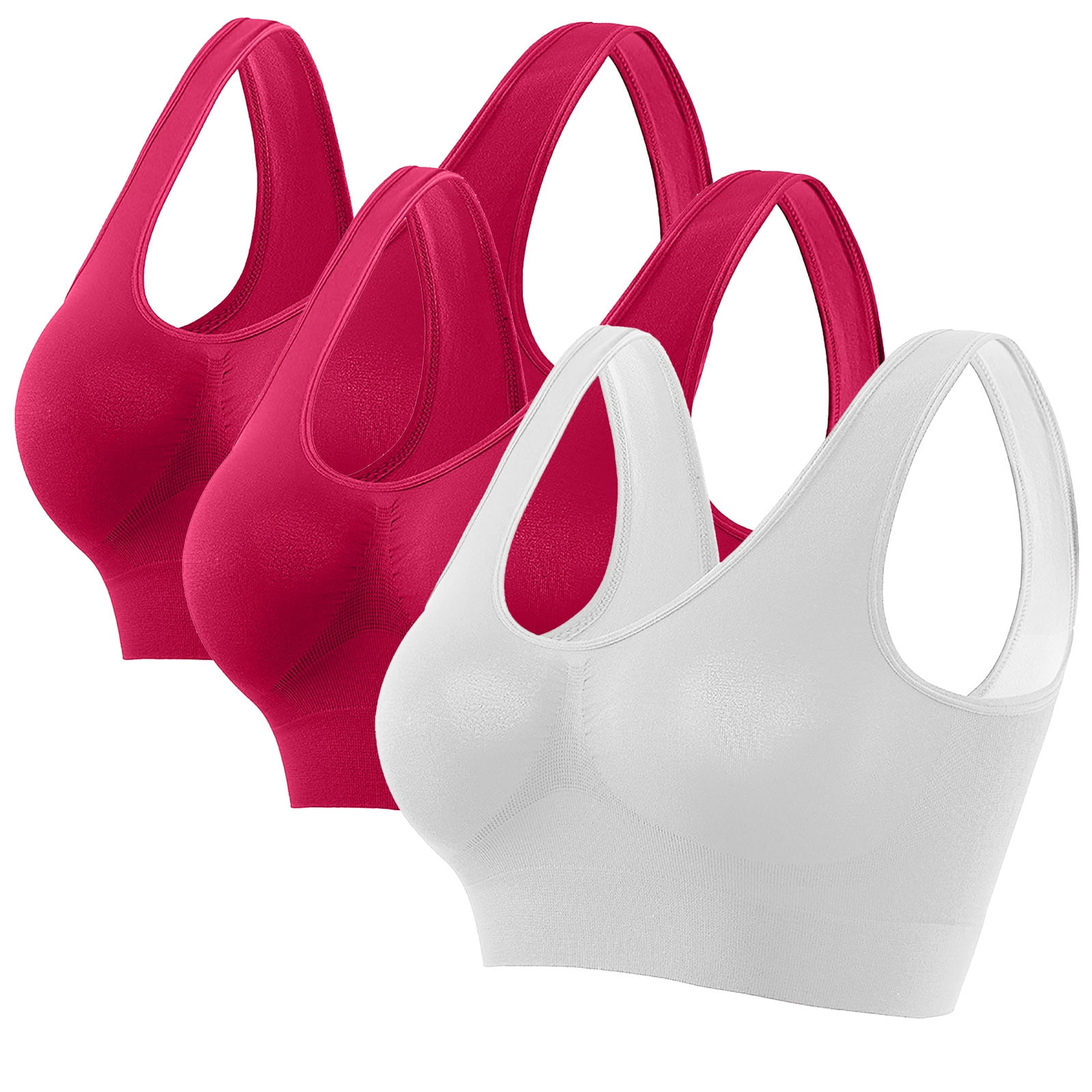 3 Pack Sport Bra Light Support Seamless Comfort Bras Solid Color Yoga ...