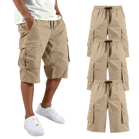 3 Pack Sport Cargo Shorts for Men Relaxed Fit Drawstring Shorts with ...