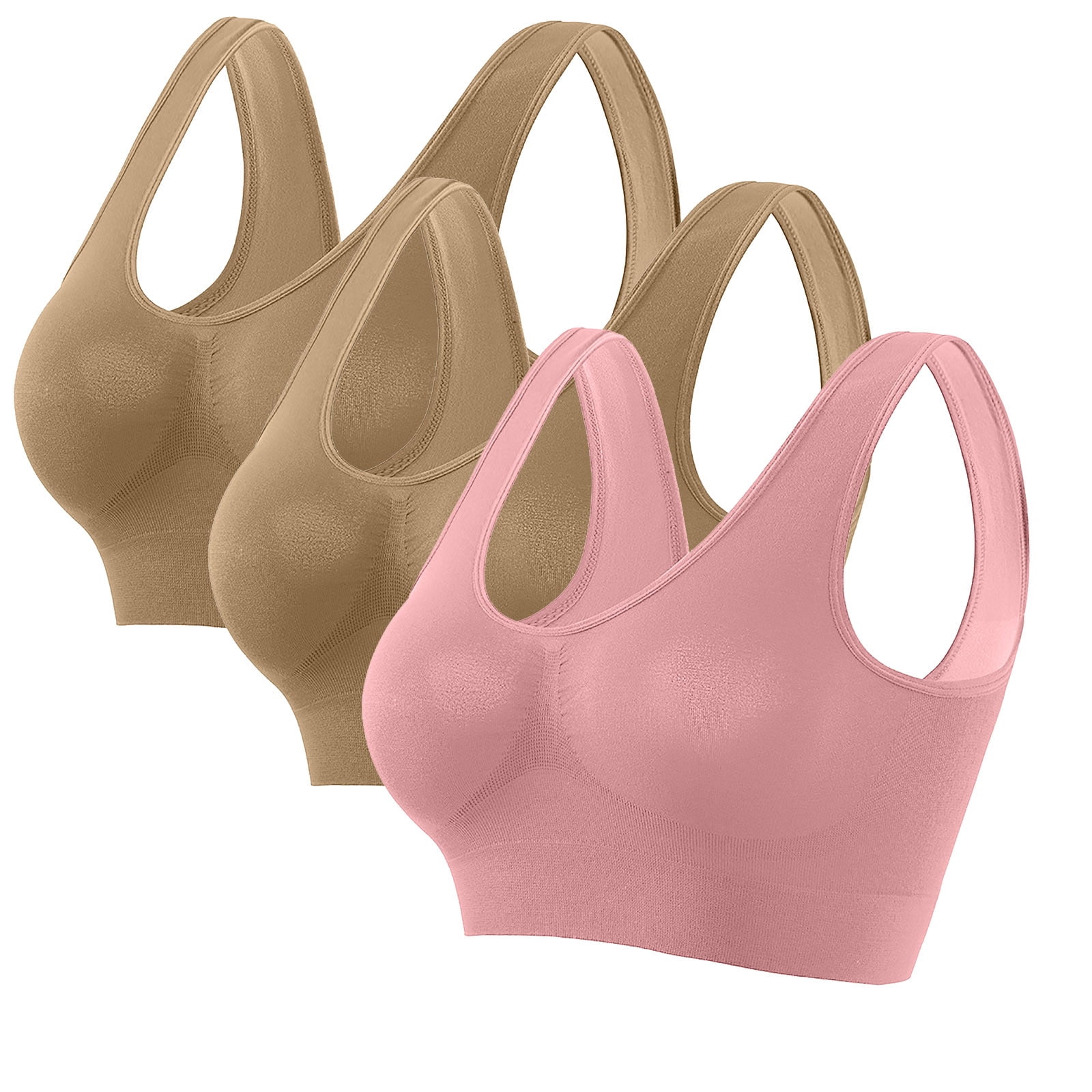 3 Pack Sports Bras For Women No Underwire Padded Wireless Workout Yoga ...
