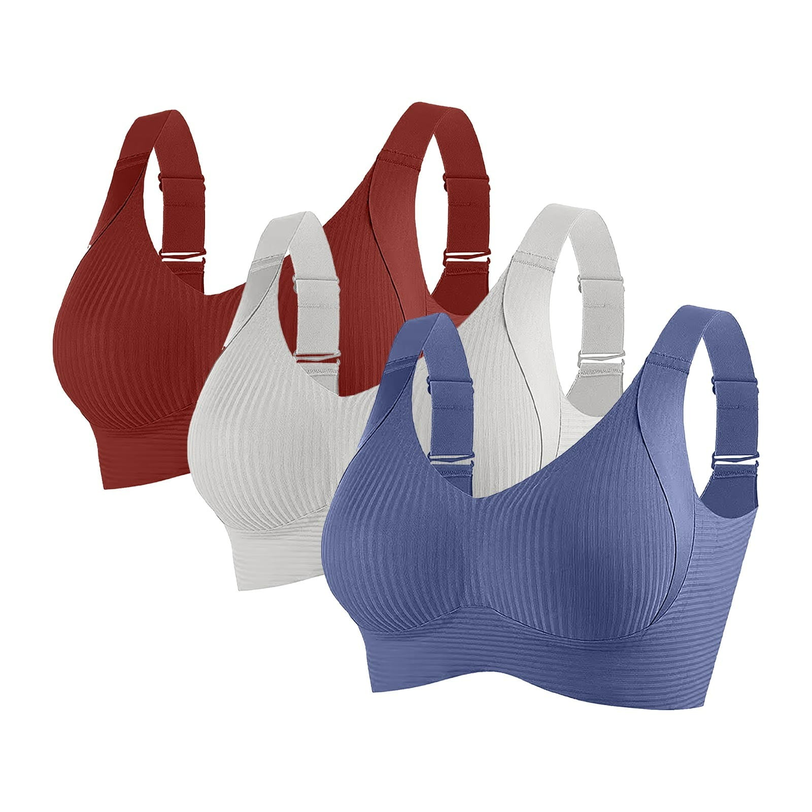 3 Pack Sports Bras For Women Supportive Wireless Push Up Full Coverage ...