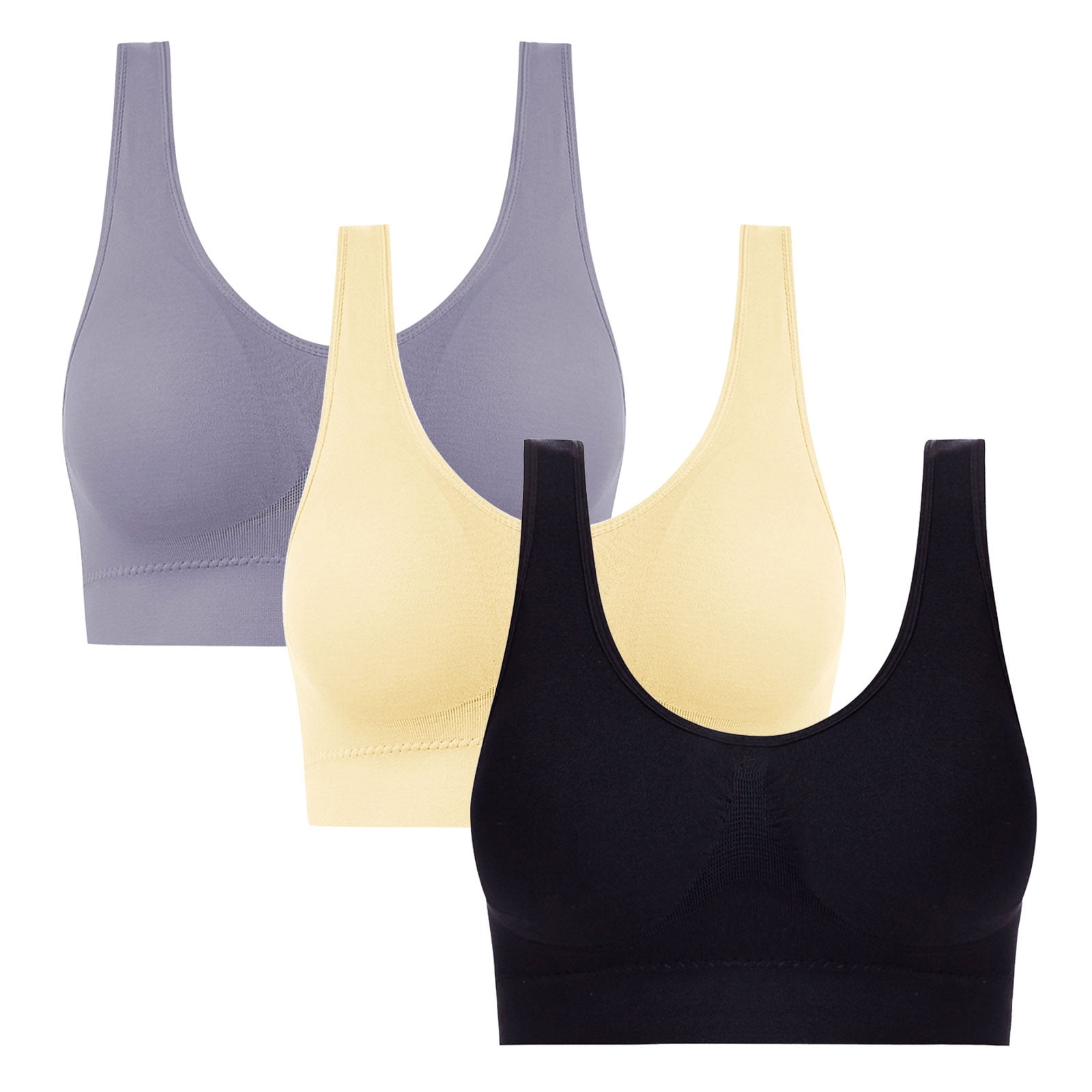 3 Pack Sports Bras for Women Activewear Workout Push Up Wireless Bra ...