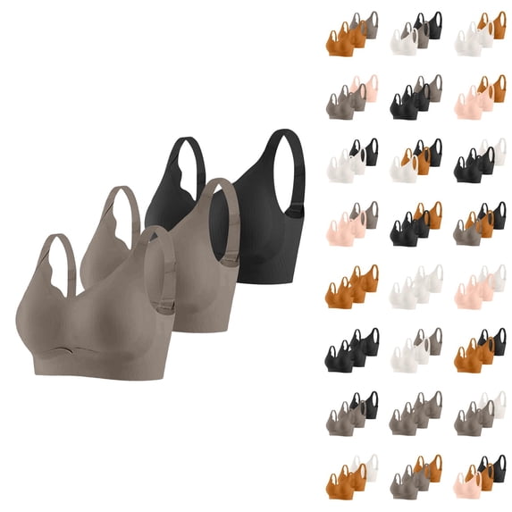 3 Pack Sports Bras for Women Comfortable Adjustable Strap Seamless High ...