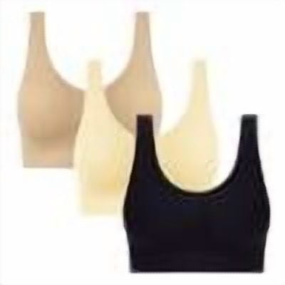 3 Pack Sports Bras for Women - Wide Strap Removable Padded Bra with ...
