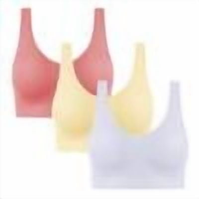 3 Pack Sports Bras for Women - Wide Strap Removable Padded Bra with ...