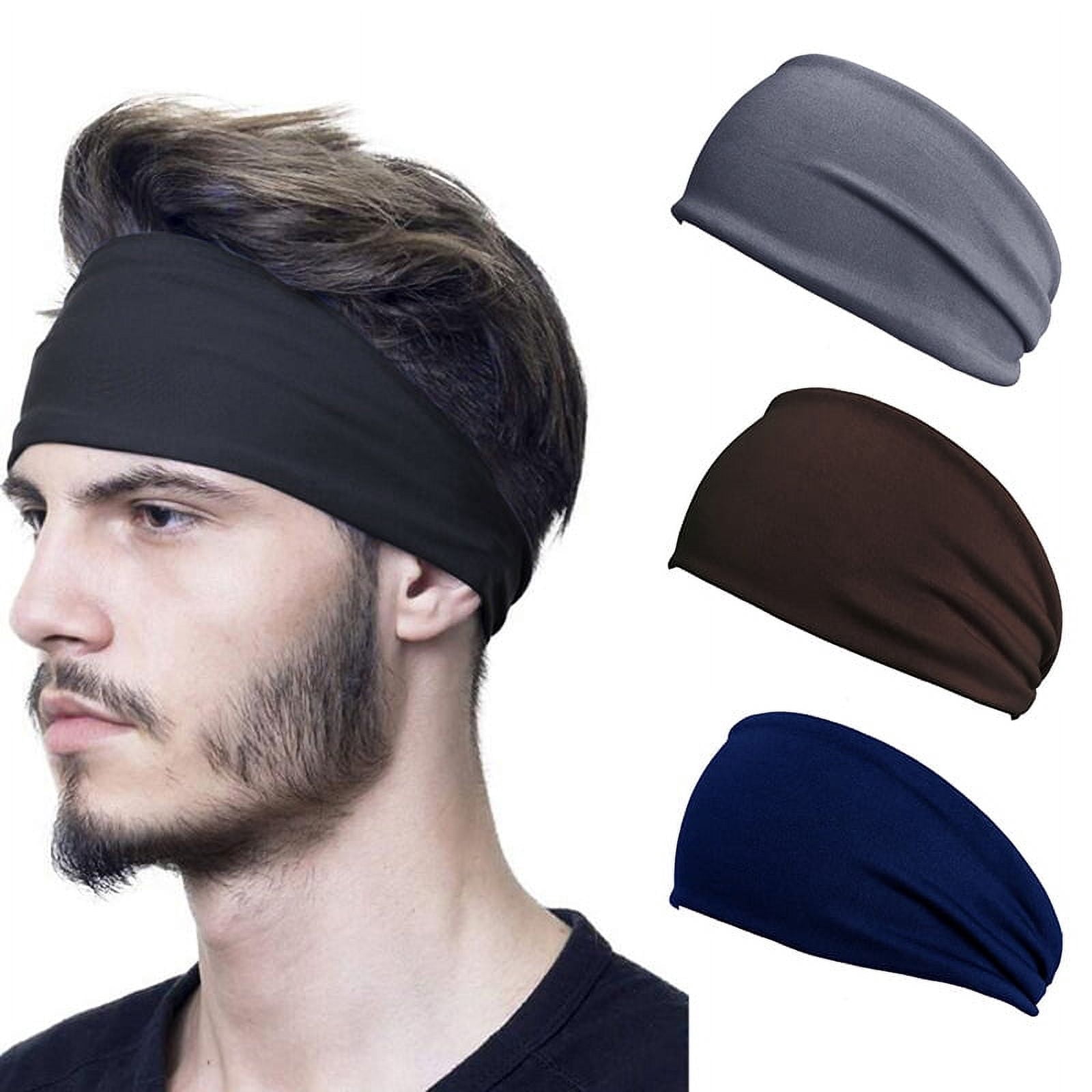 3 Pack Sports Headbands for Men Moisture Wicking Workout Headband ...