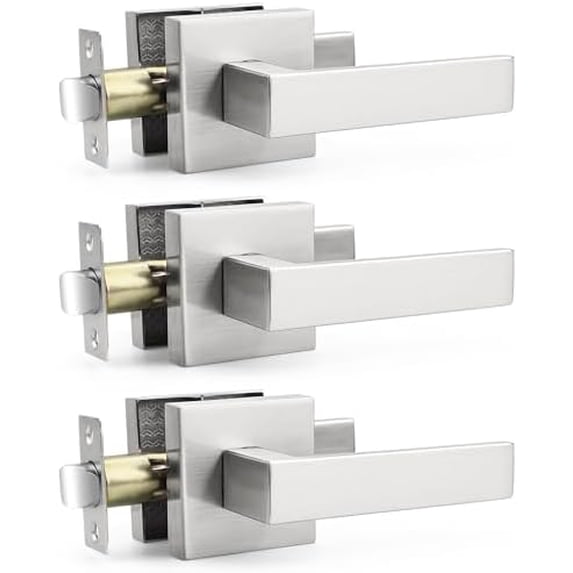 3 Pack Square Door Lever Door Lock Handle Lockset Keyless Doorknobs ...