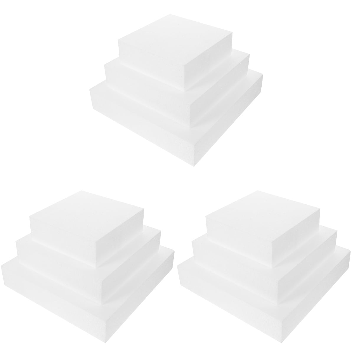 3 Pack Square Foam Cake Dummies Topper Model Practice - Walmart.com
