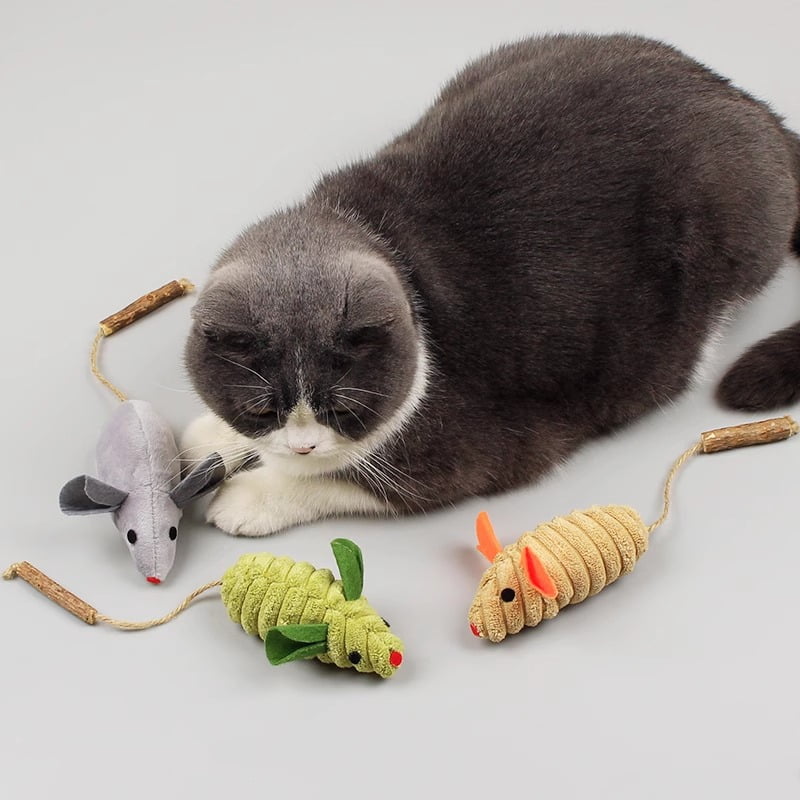 3-Pack Squeak Cat Toys with Catnip & Silvervine - Dental Chew Exercise ...