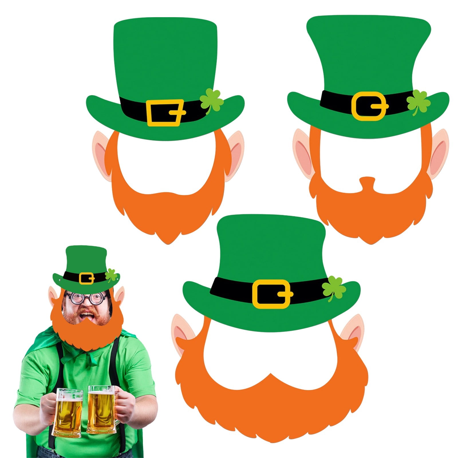 3-Pack St. Patrick's Day Headbands, Green Shamrock Clover Hats Headband ...