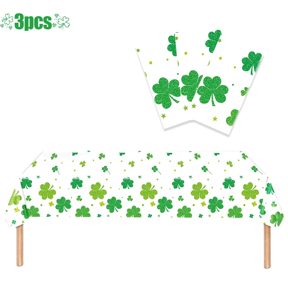 3 Pack St. Patrick's Day Tablecloths Green Lucky Shamrock Table Cloth ...
