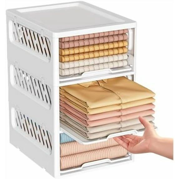 3 Pack Stackable Closet Storage Basket - Stackable Storage Bins ...