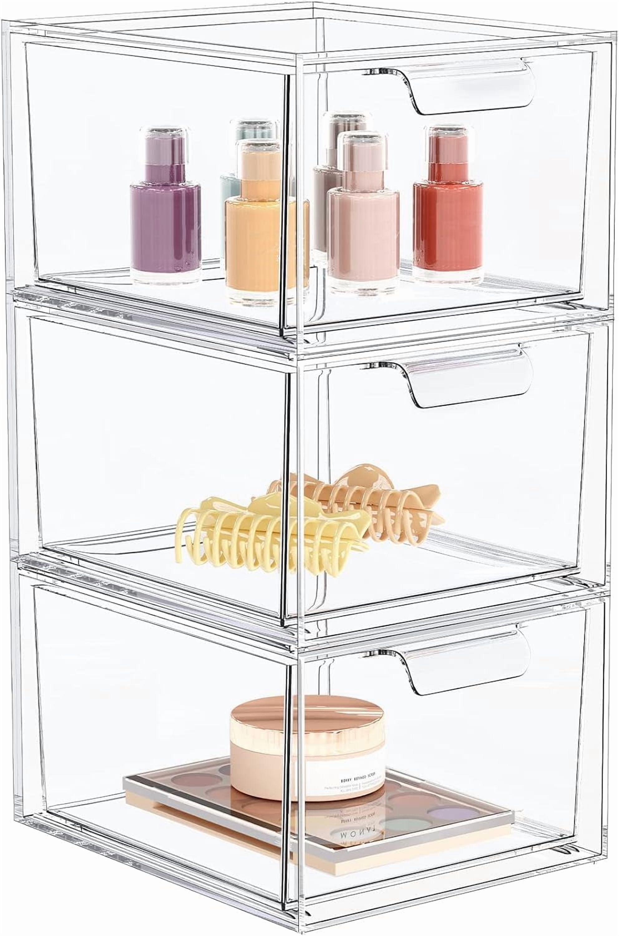 3 Pack Stackable Makeup Organizer and Storage, Acrylic Organizers，Clear ...