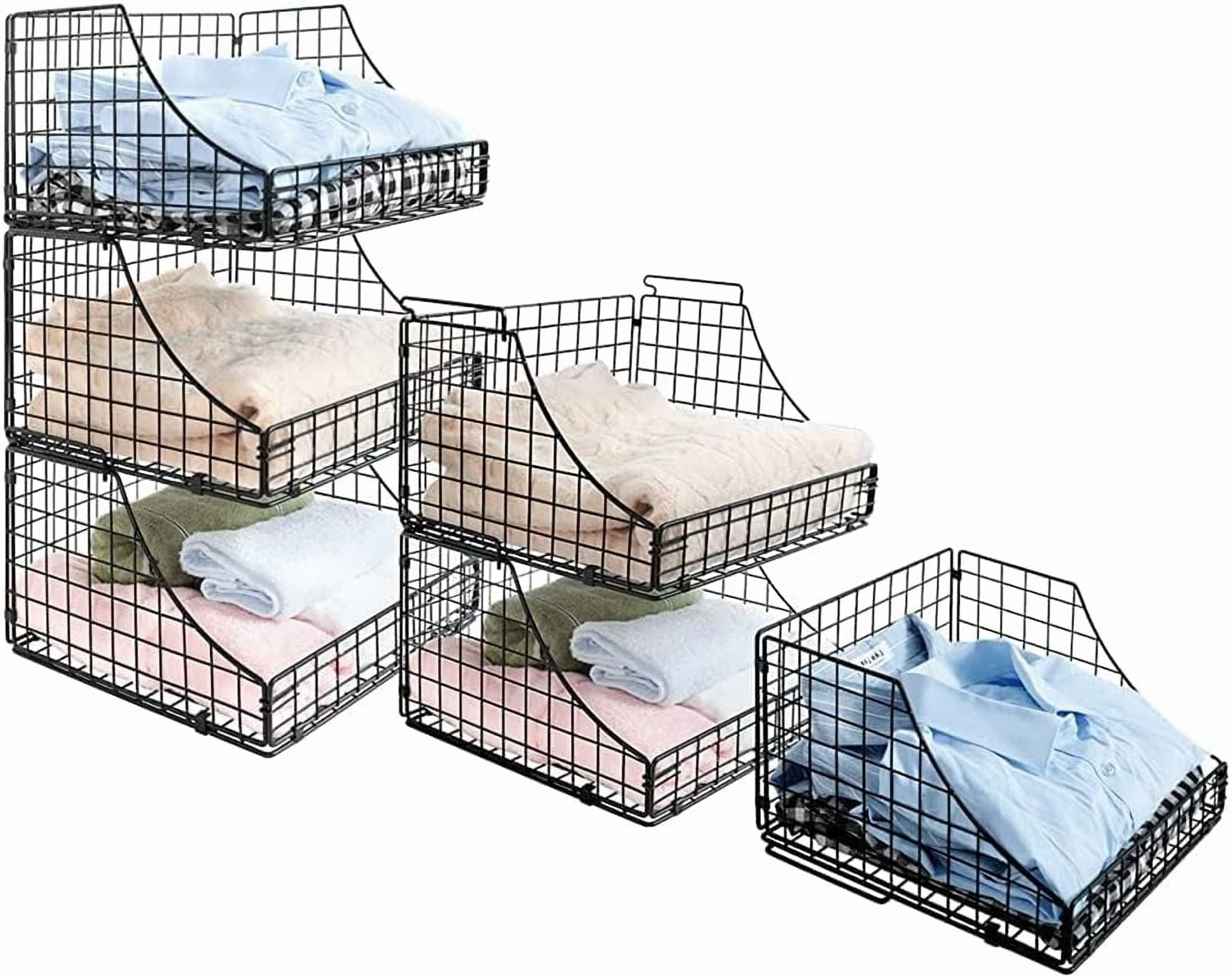 3-Pack Stackable Open Storage Baskets for Closet Organizers and Storage ...