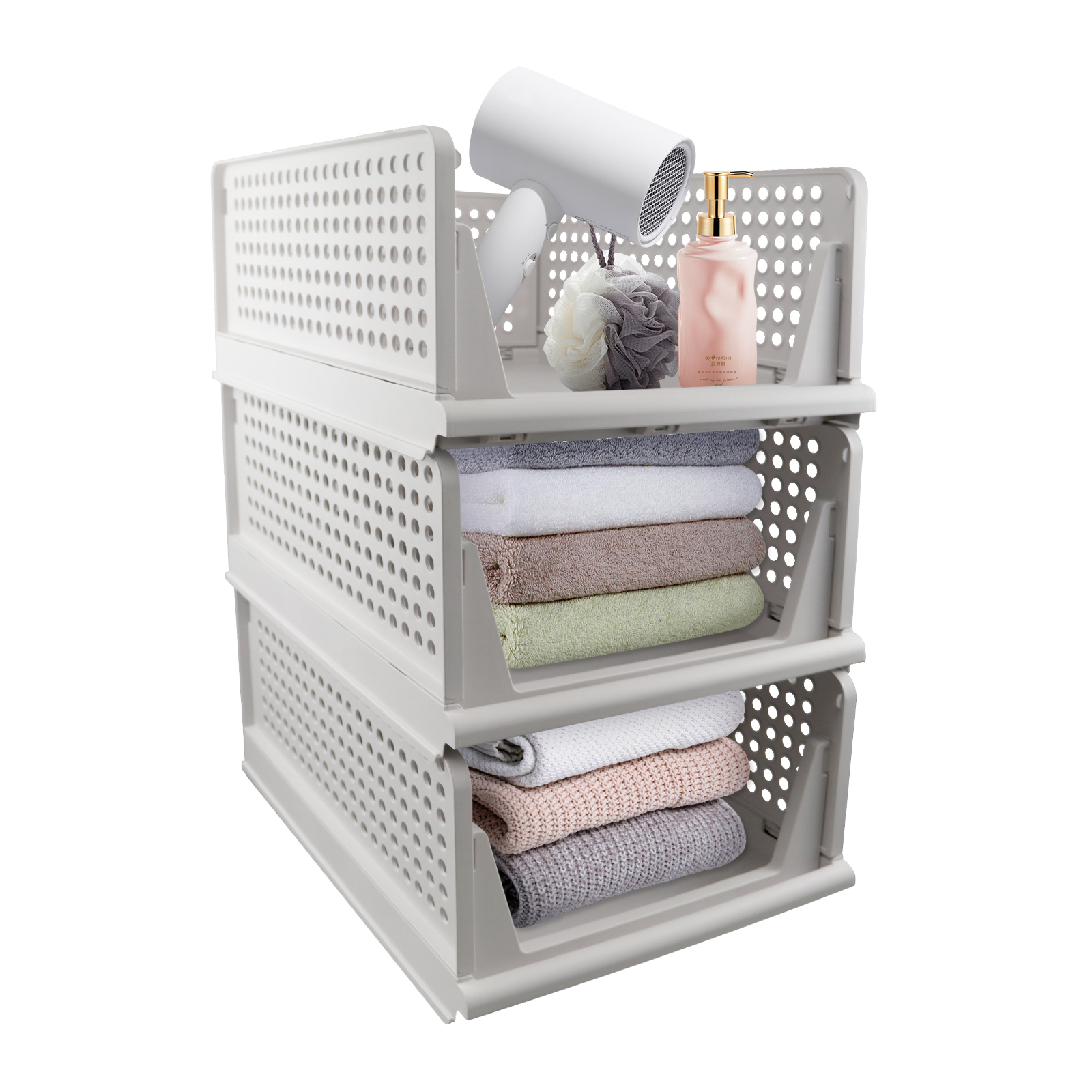 Ludlz 3-Tier 18 Sections Transparent Stackable Adjustable Compartment ...