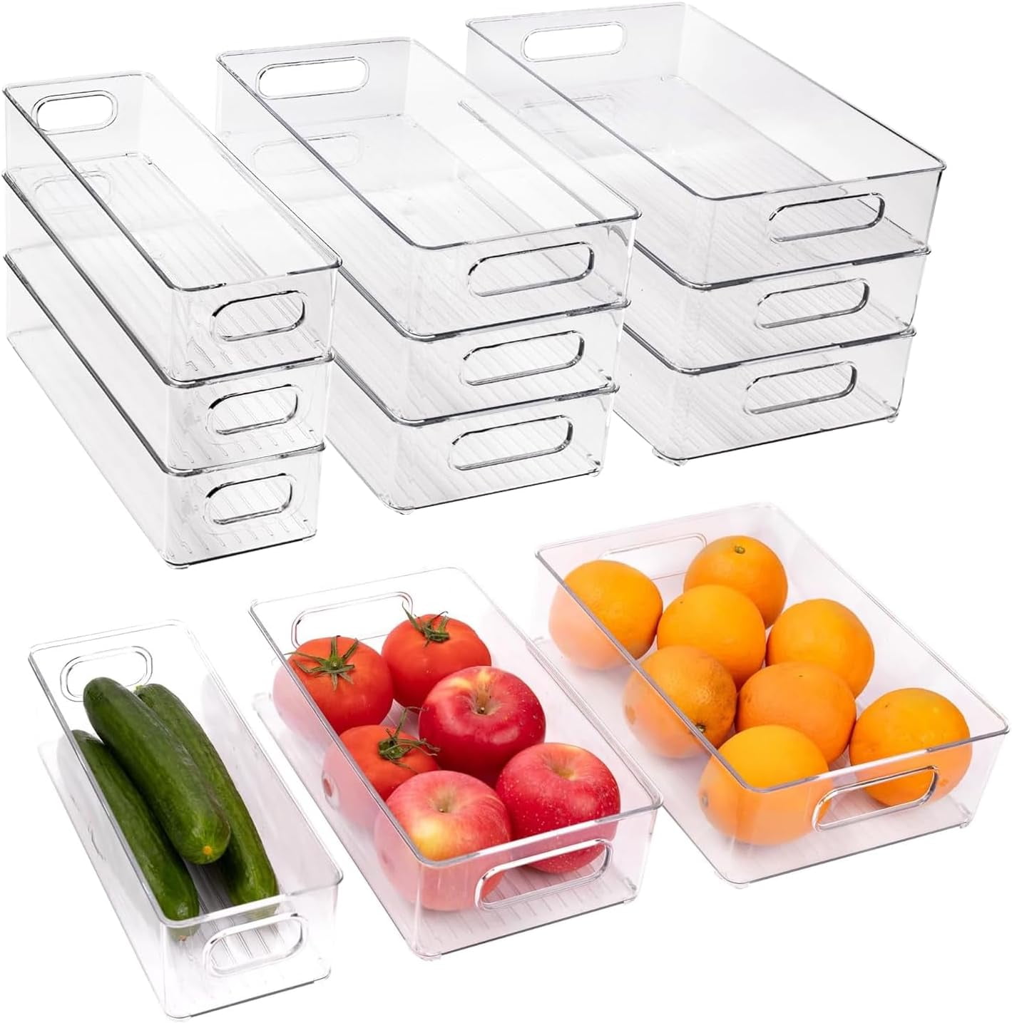 3-Pack Stackable Refrigerator Organizer Bins - Clear Plastic Fridge ...