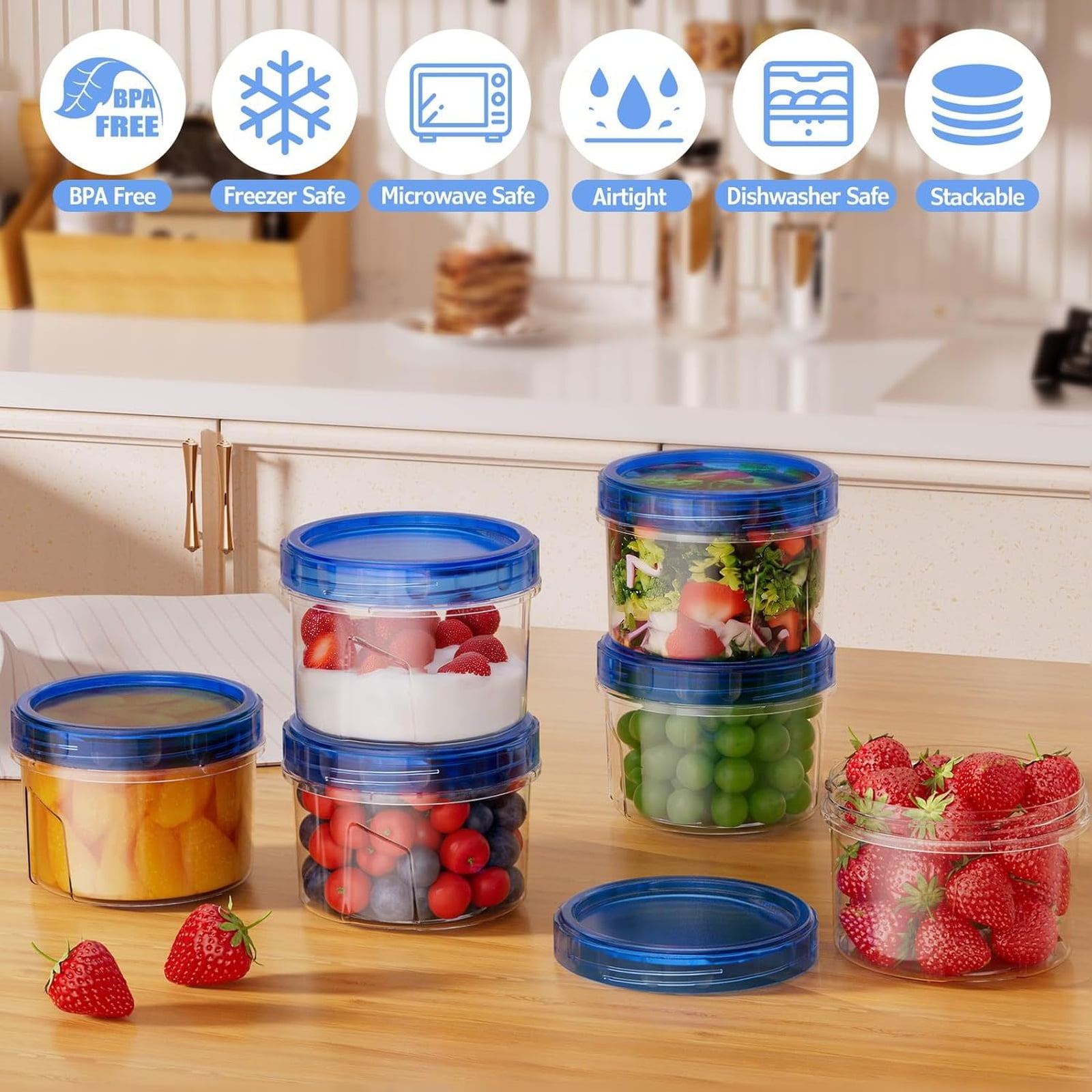 3-Pack Stackable Sealed Food Storage Containers With Airtight Sealed ...