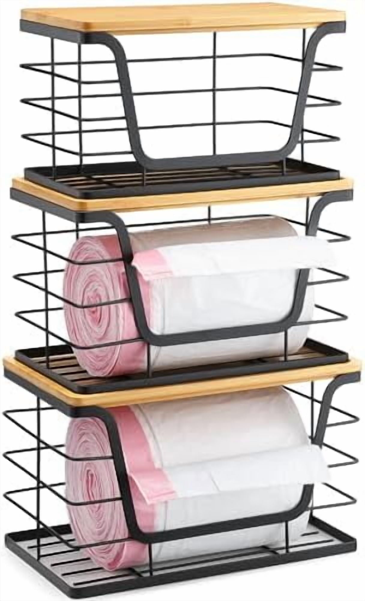 3 Pack Stackable Storage Bins with Lids, Stainless Steel Trash Bag ...