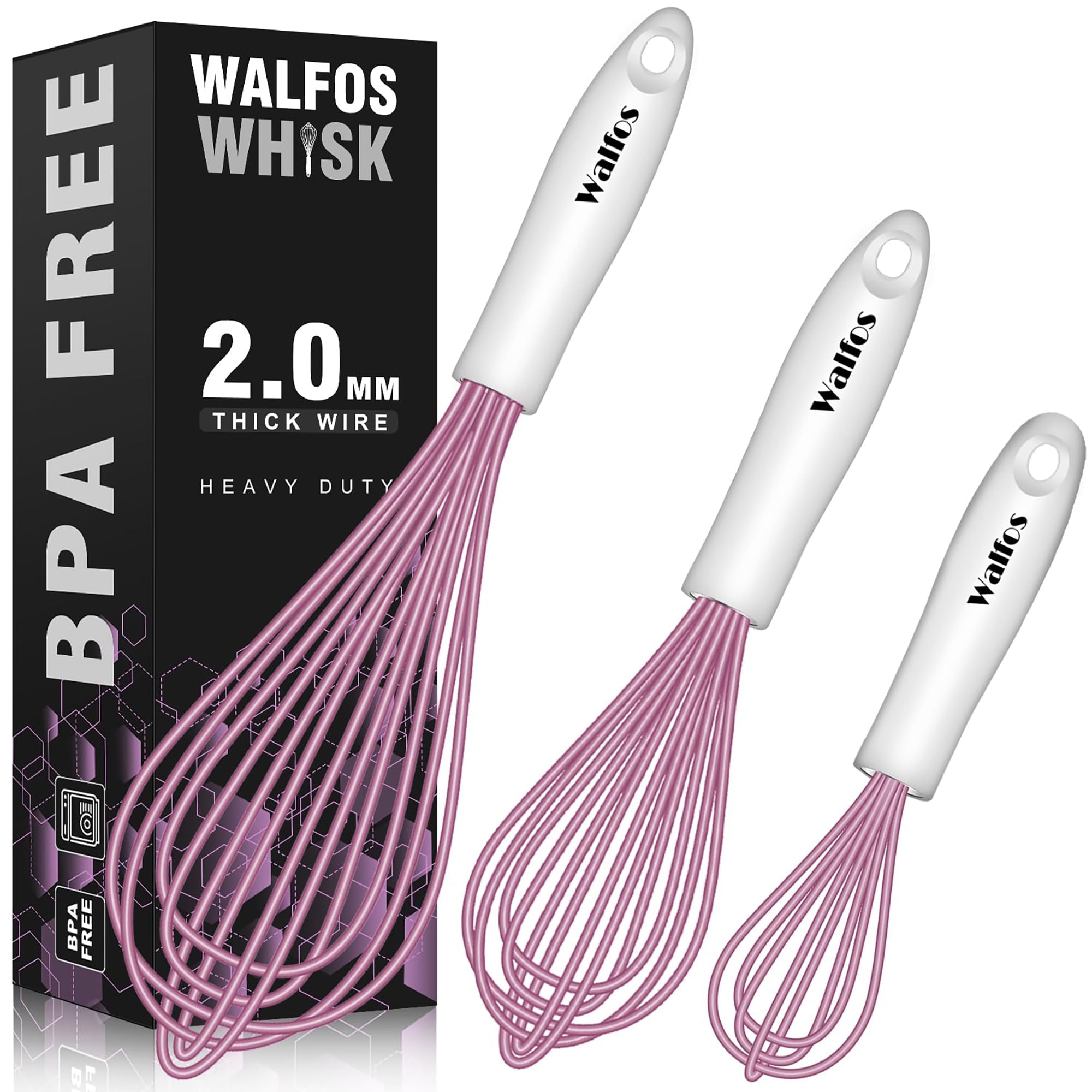 3-Pack Stainless Steel Balloon Whisk Set (7"/9"/11") - Thick Wire ...