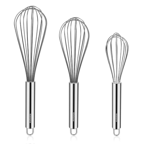3-Pack Stainless Steel Balloon Whisk Set (8"/10"/12") - Versatile ...