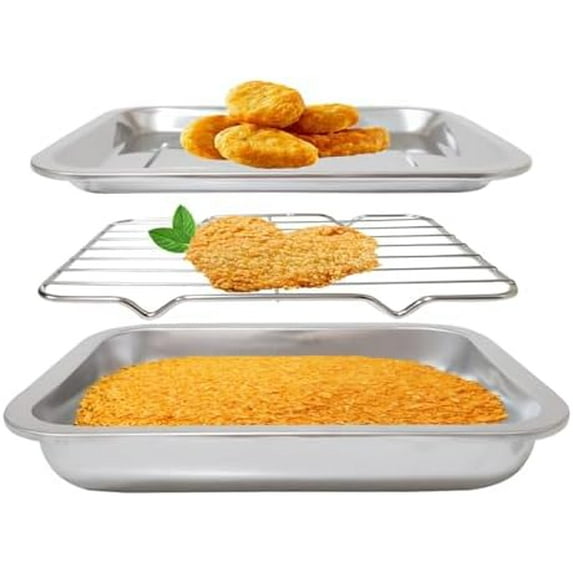 3 Pack Stainless Steel Breading Trays Set,Breading Pans for Marinating ...