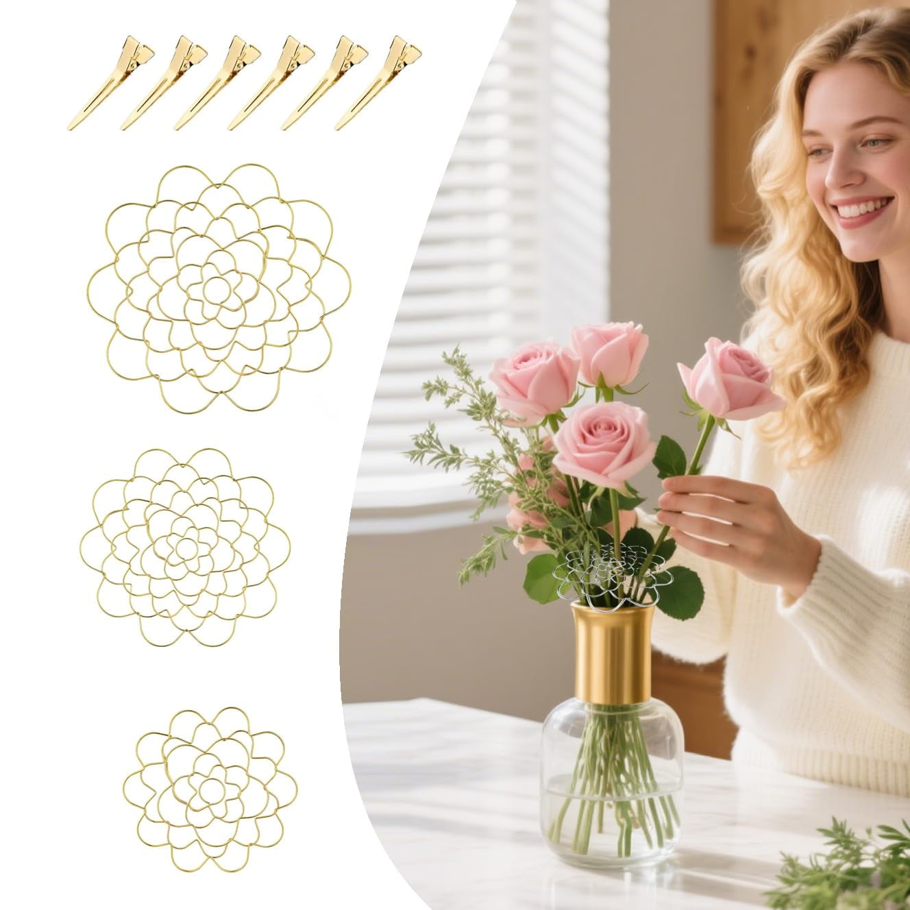 3-Pack Stainless Steel Floral Grid Organizers (4", 5", 6") - Flower ...