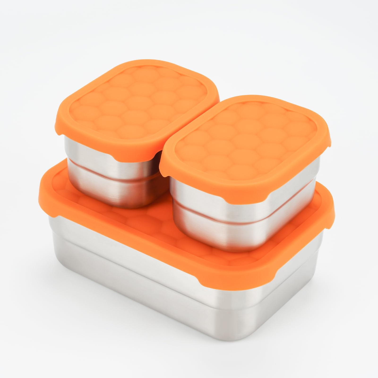3 Pack Stainless Steel Food Containers With Silicone Lids, Metal ...