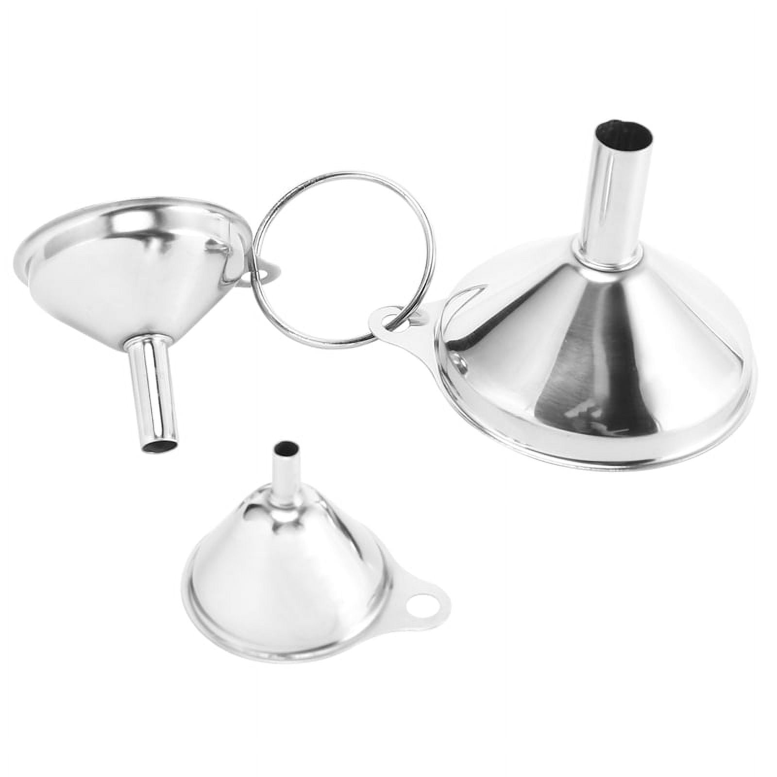 3 Pack Stainless Steel Funnels Set for Kitchen Use Filling Bottles Liquor Flask Tiny Spice ...