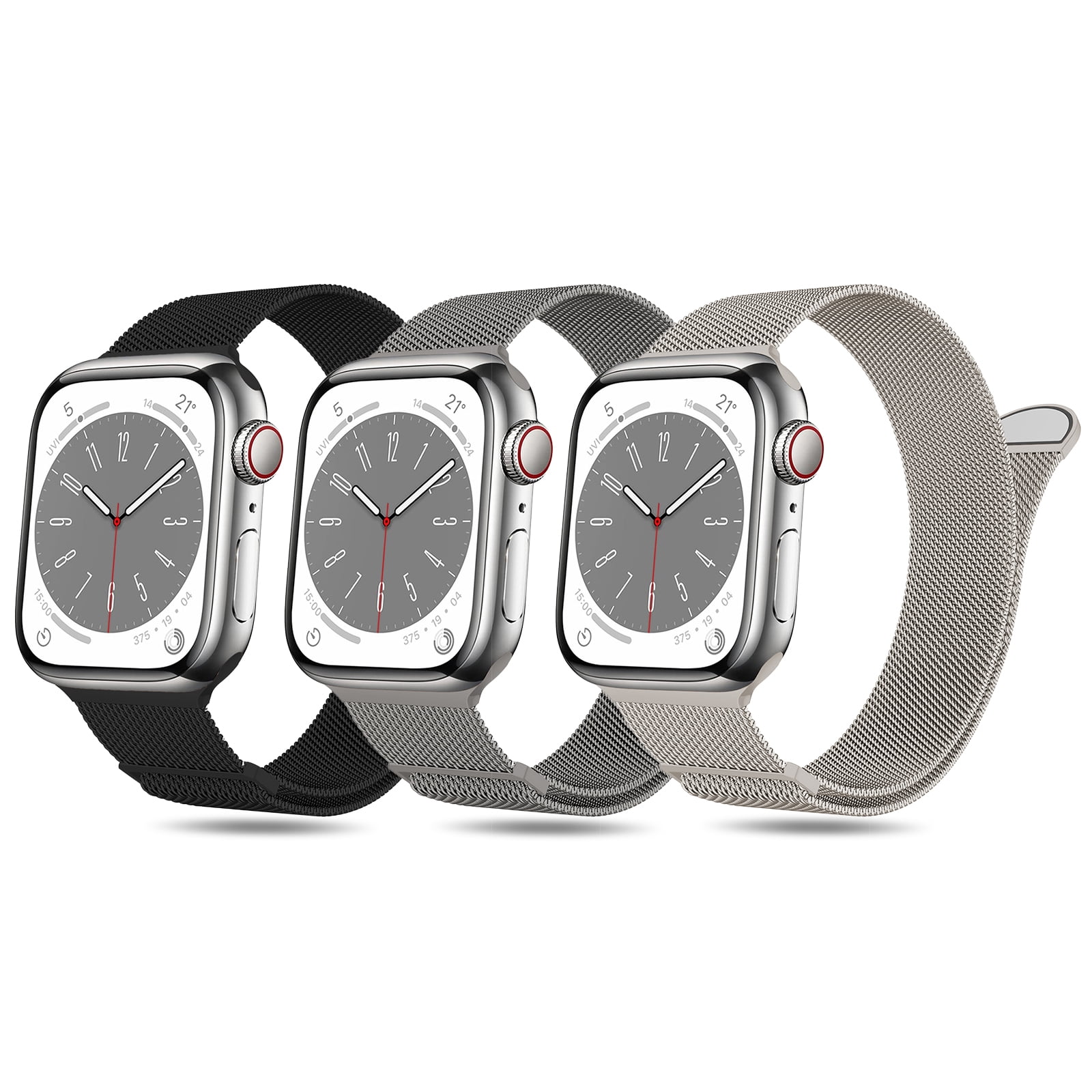 [3 Pack] Stainless Steel Loop for Apple Watch Band 46mm, Magnetic Clasp ...