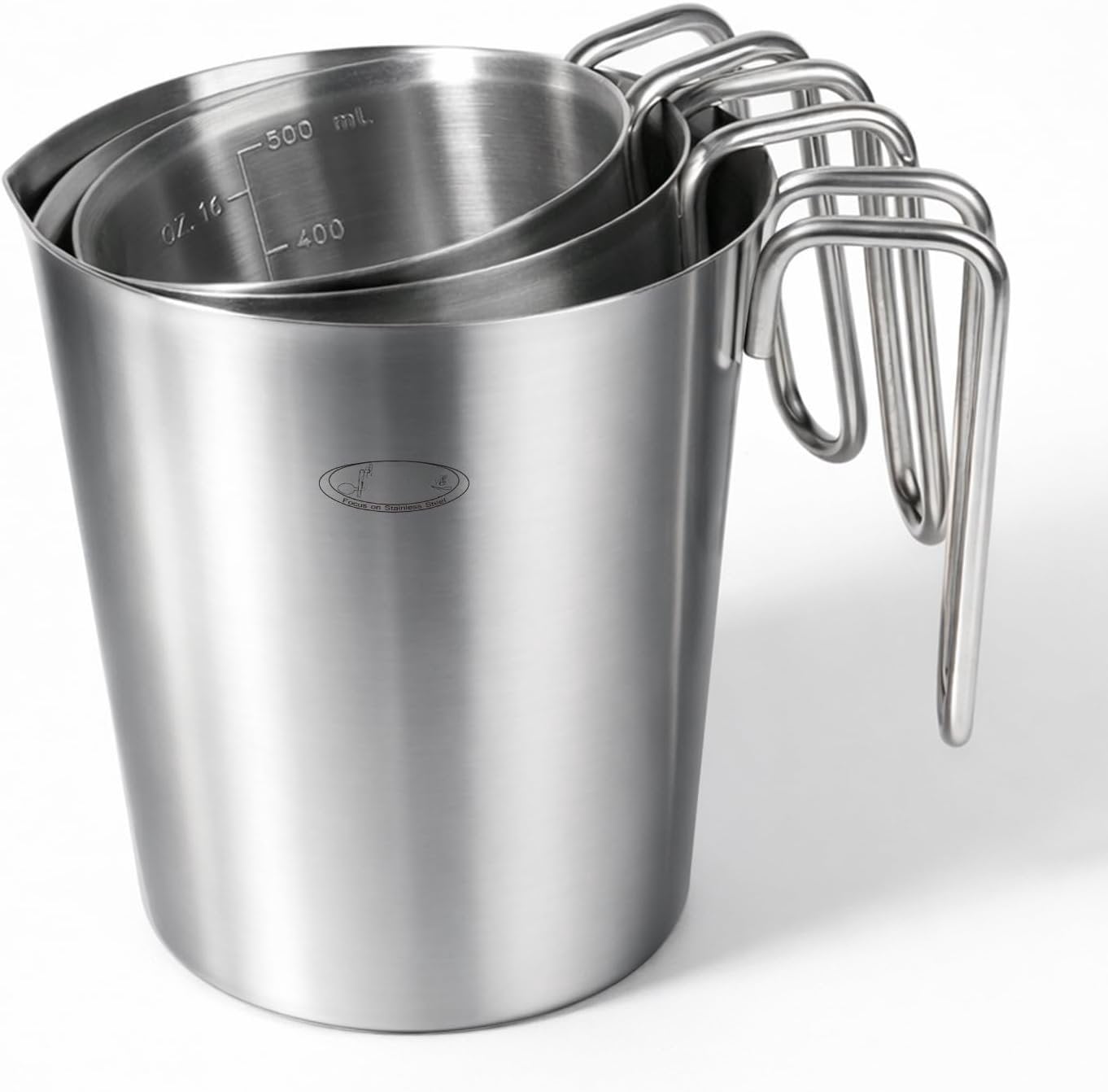 3-Pack Stainless Steel Measuring Cups Set, (3 Marking Including Cup/ML ...