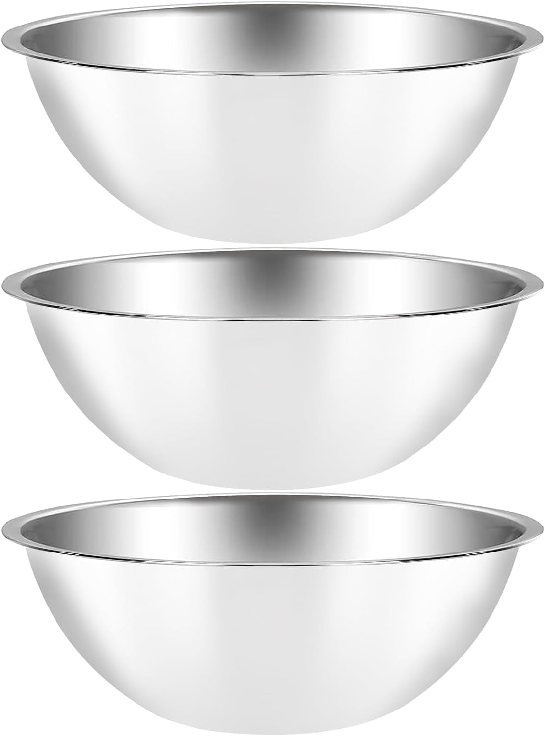 3 Pack Stainless Steel Mixing Bowls, 5 Quart Flat Base Stainless Steel ...