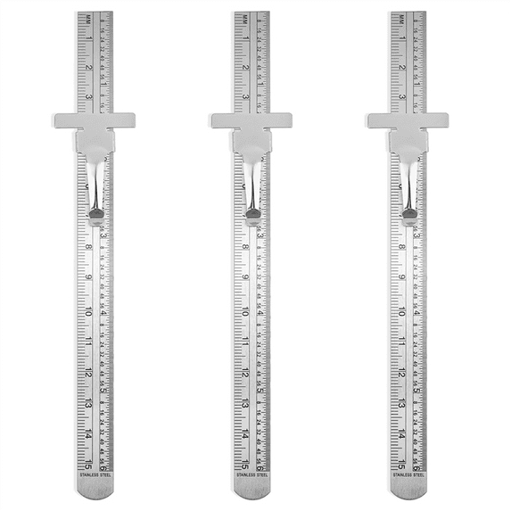 3-Pack Stainless Steel Ruler 15cm Metal Metric Ruler Set, Machinist'S ...