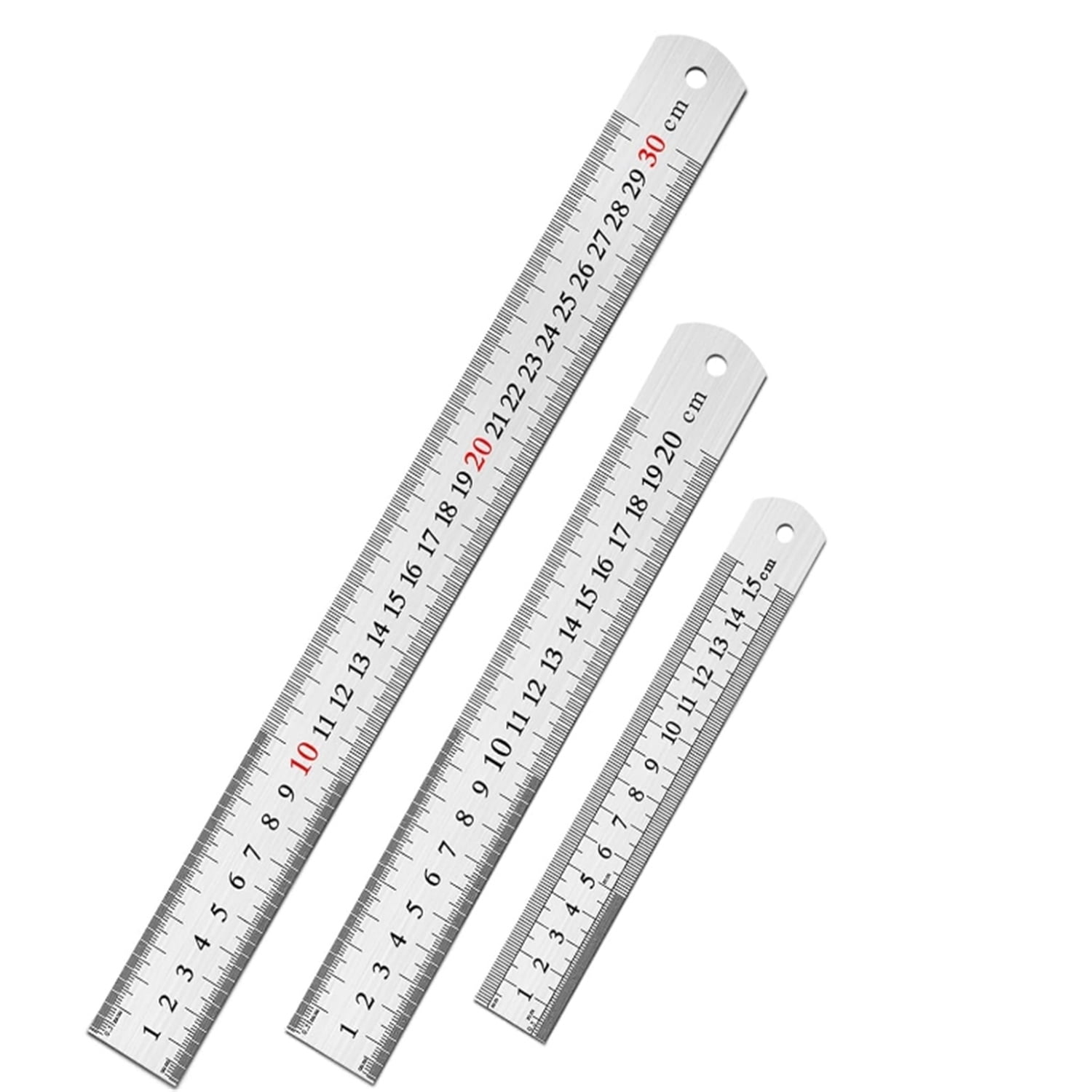 3 Pack Stainless Steel Ruler Set - Includes 6 inch (15 mm), 8 inch (20 ...