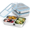 3 Pack Stainless Steel Snack Container, 3- Compartment Lunch Container ...