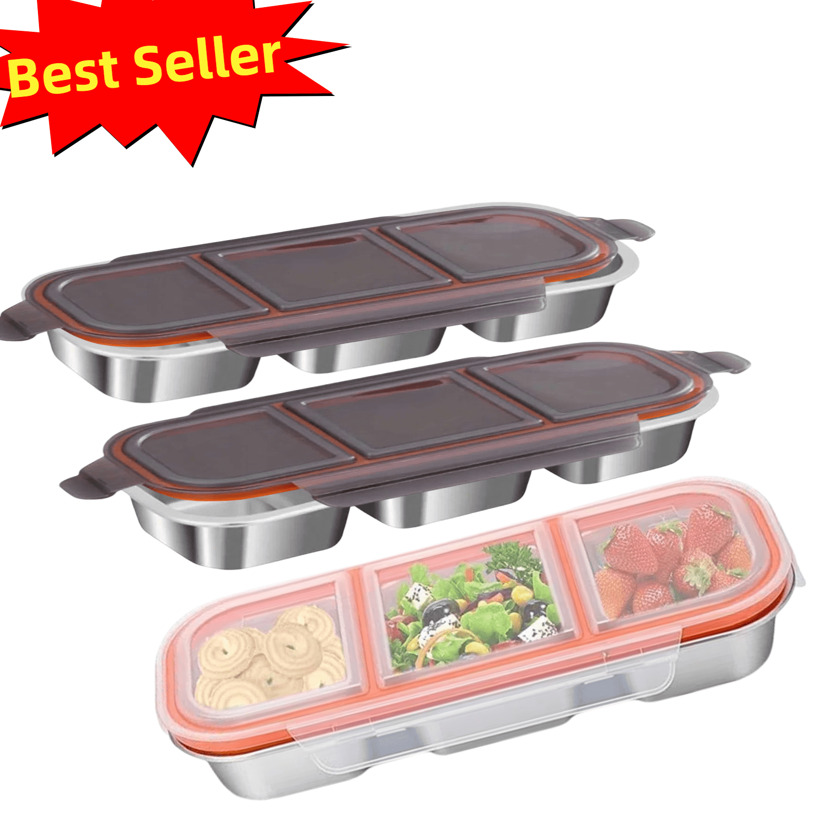 3 Pack Stainless Steel Snack Containers for K-ids & Adults - Leek Proof ...