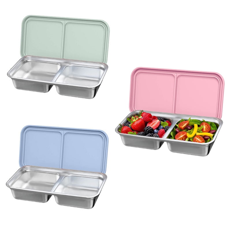 3-Pack Stainless Steel Snack Containers with Silicone Lids for Lunch ...